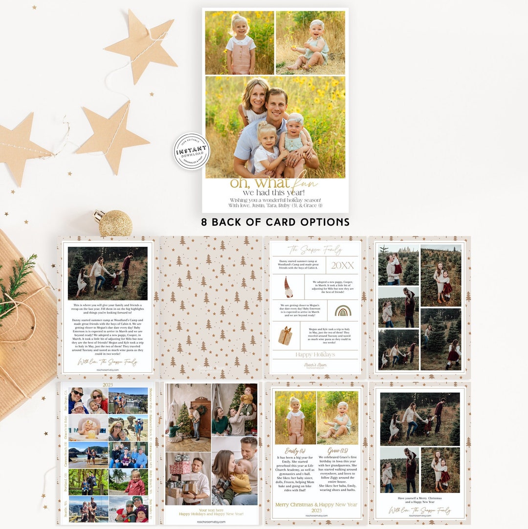 3 Photos Christmas Card Editable Template | Oh What Fun We Had This ...