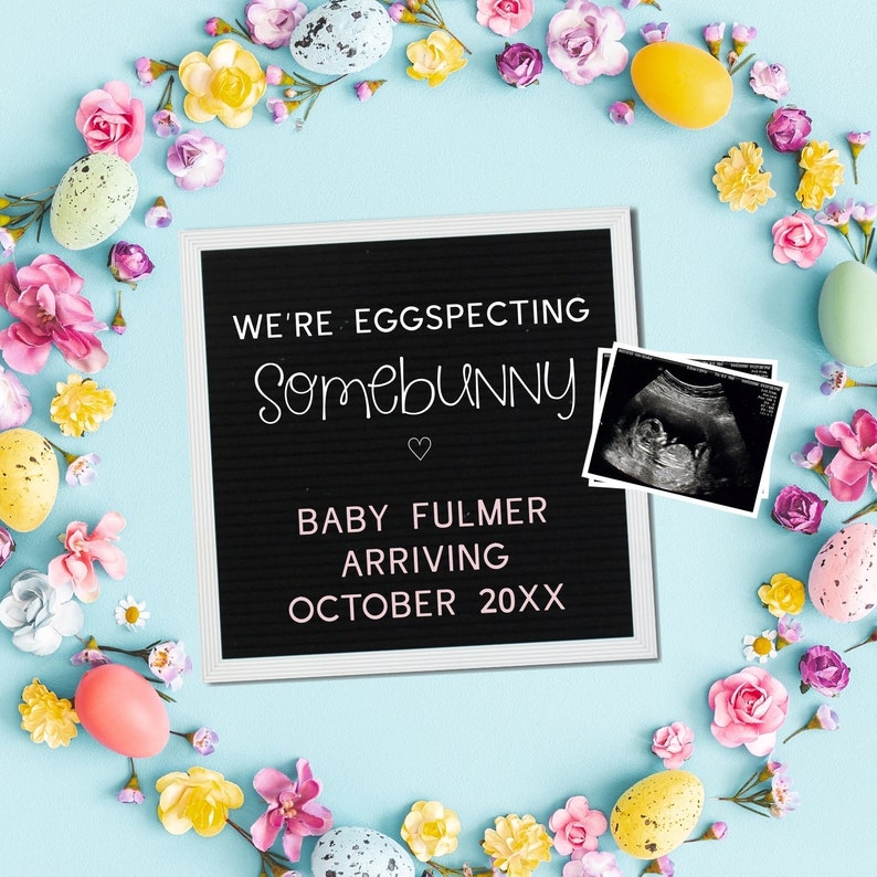 Easter Egg Pregnancy Announcement Social Media Editable | Etsy