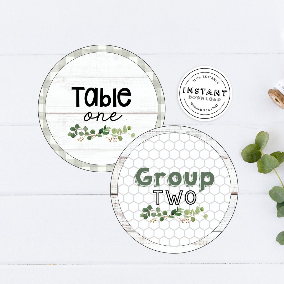 Set of 4 Farmhouse Classroom Table Numbers | Editable Classroom Group ...
