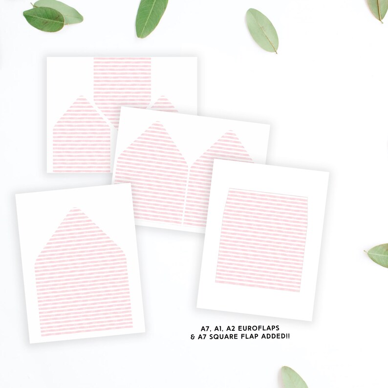 Pink Watercolor Stripes Envelope Liner Printable Template | Euro ...