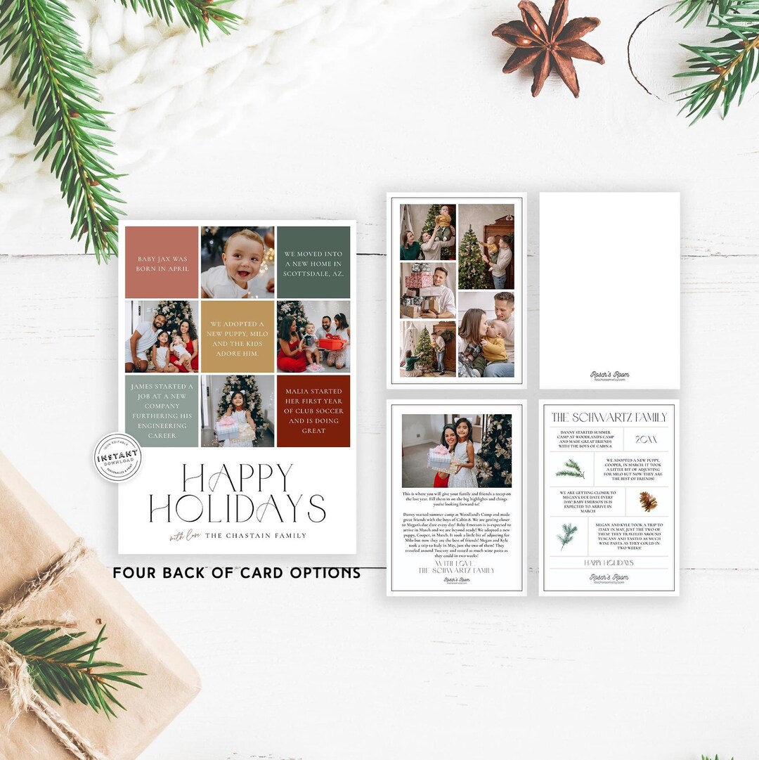 Color Block Year in Review Holiday Template Download | Multiple ...