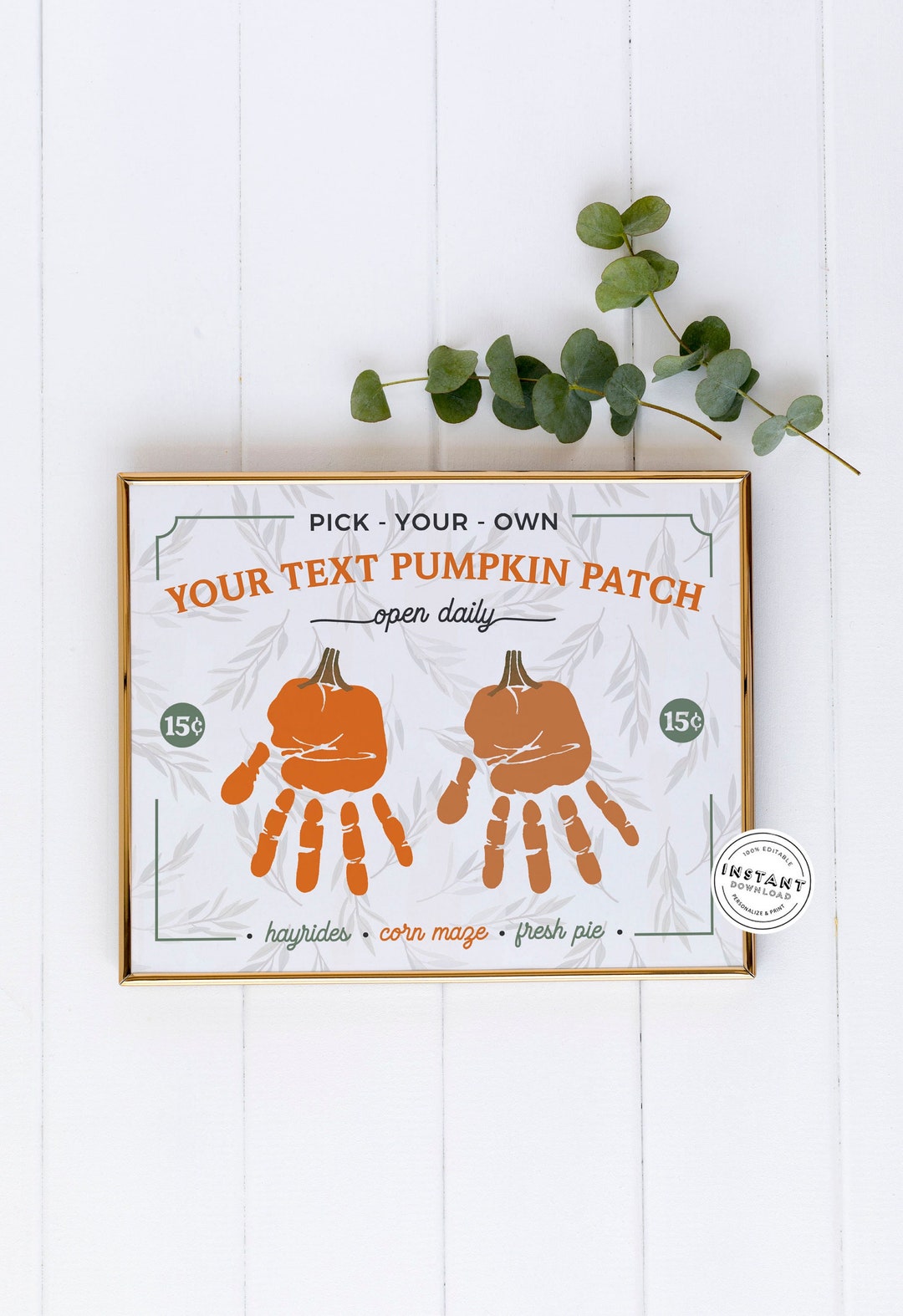 EDITABLE Pumpkin Patch Handprint Craft | Pumpkin Patch Fall Keepsake ...