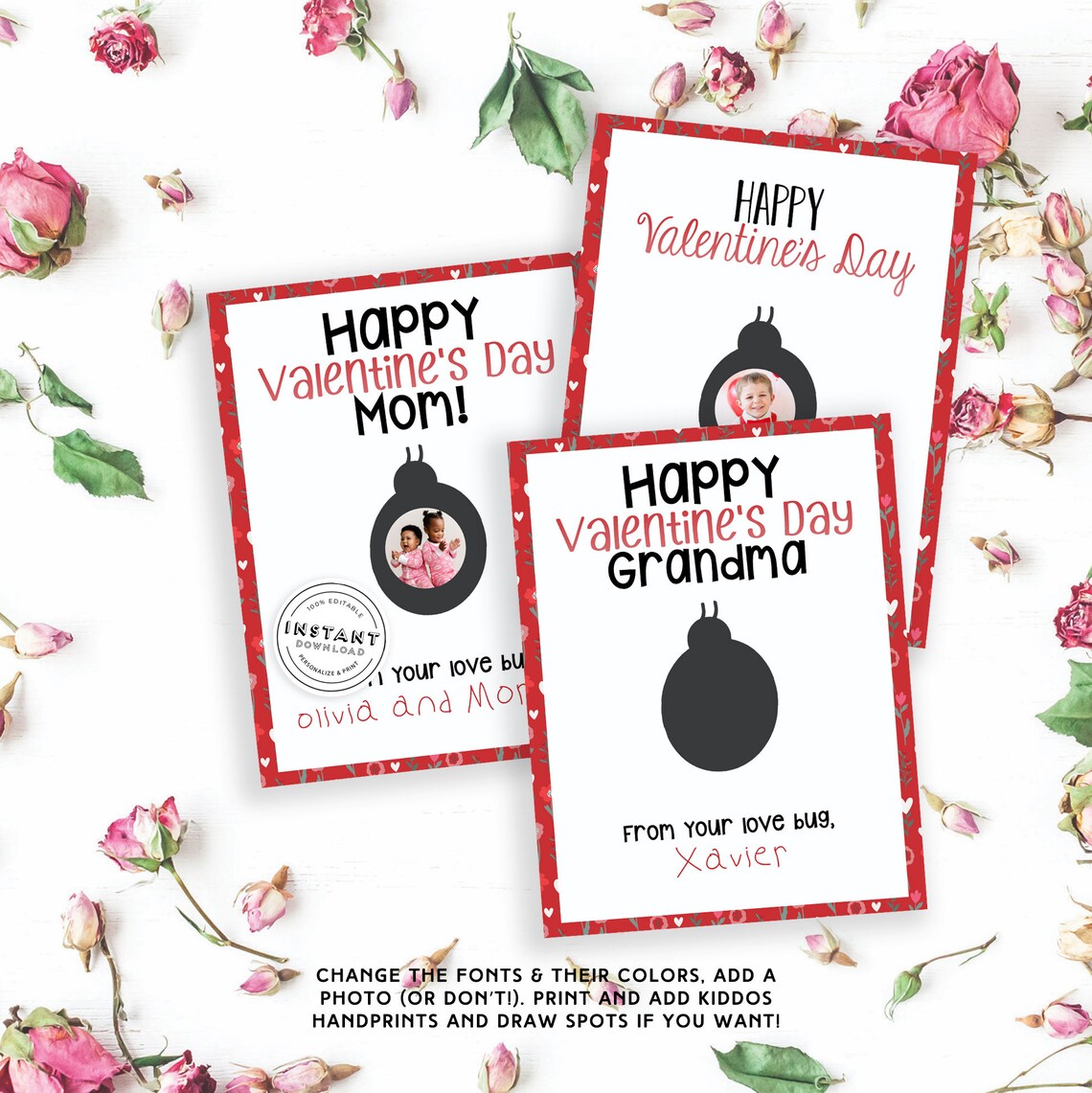 Valentines Day Love Bug Lady Bug Hand Craft Printable - Etsy