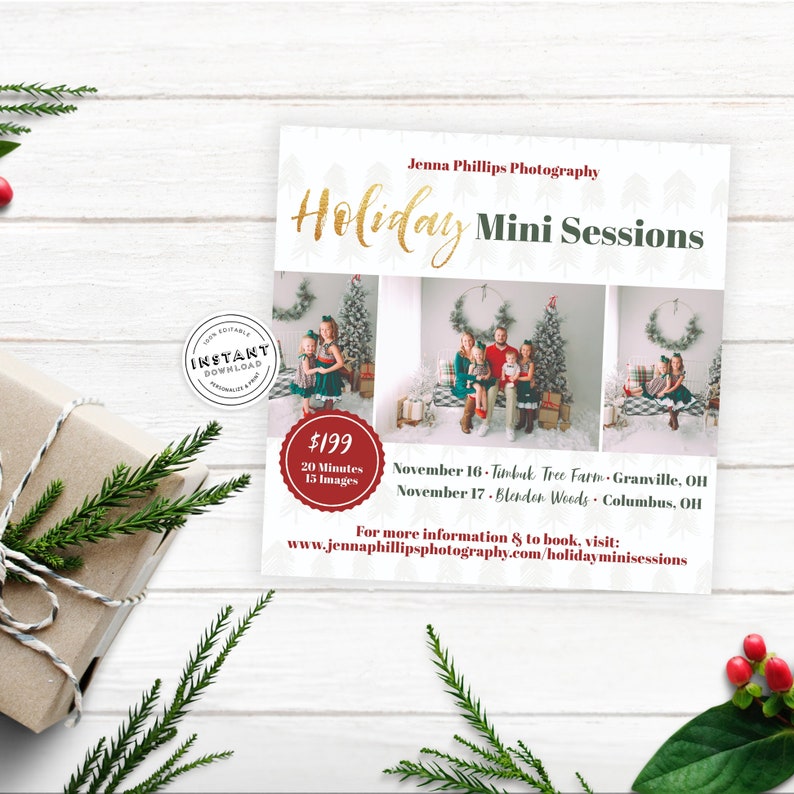 Holiday Mini Sessions Ad for Photographers | Photography Christmas Mini ...