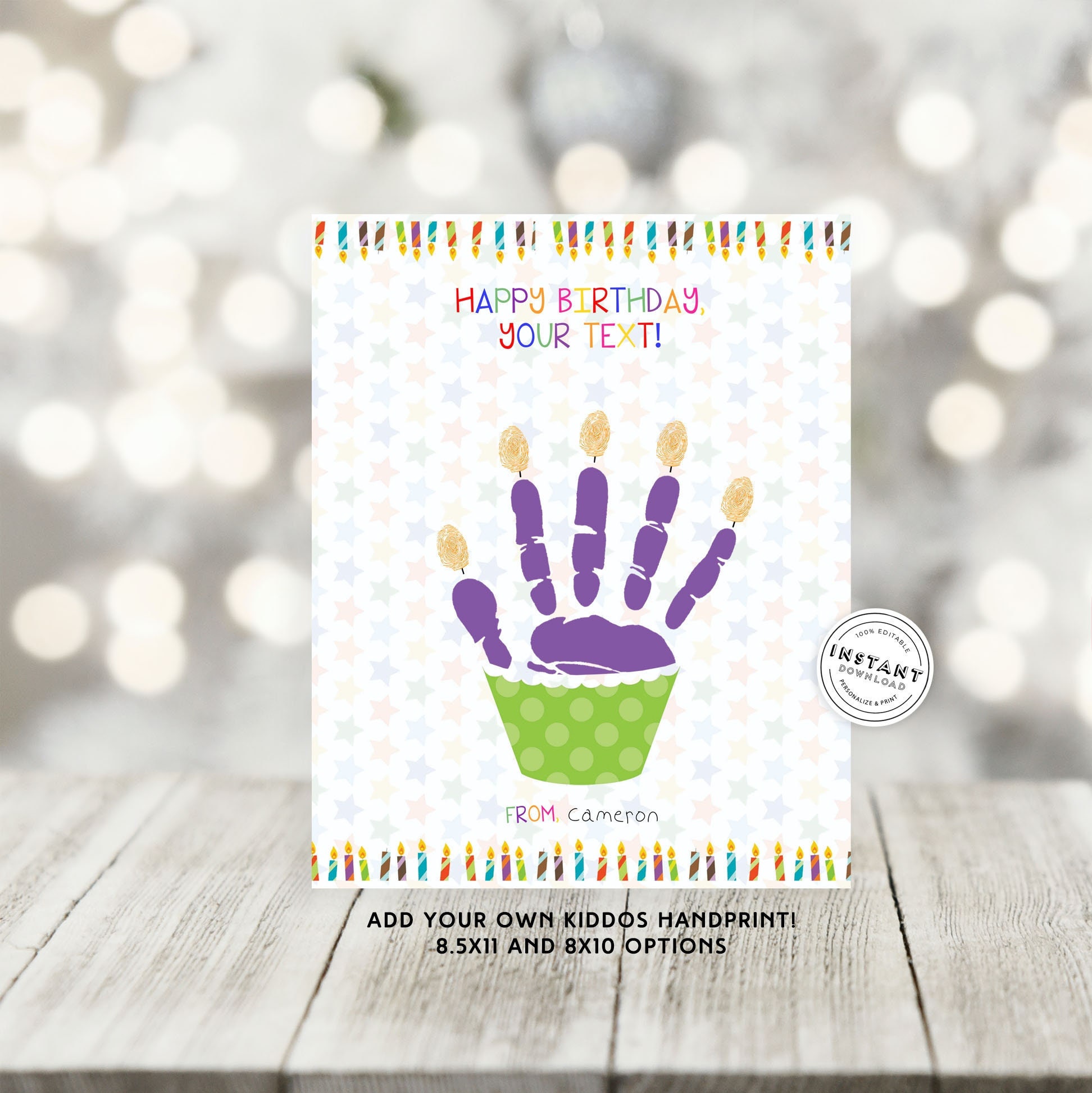 EDITABLE Happy Birthday 1 Cupcake Handprint Craft | Birthday Card ...