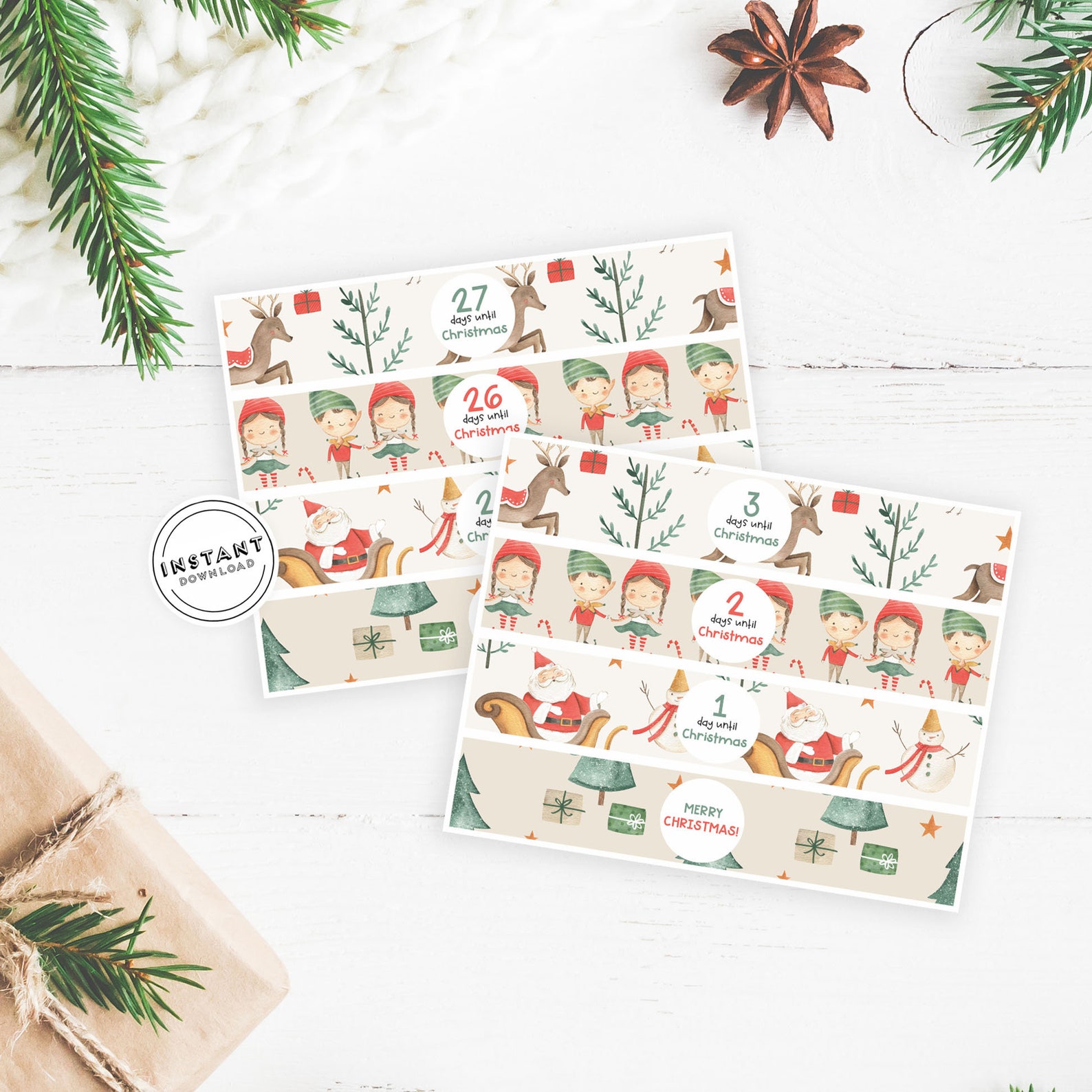 Christmas Countdown Paper Chain Christmas Advent Christmas - Etsy