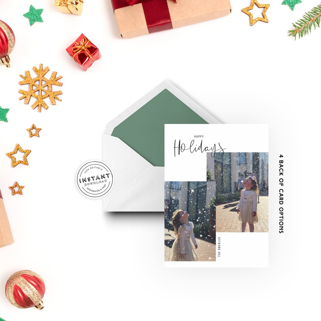 Happy Holidays Minimal Christmas Cards| Printable Photo Christmas Cards ...