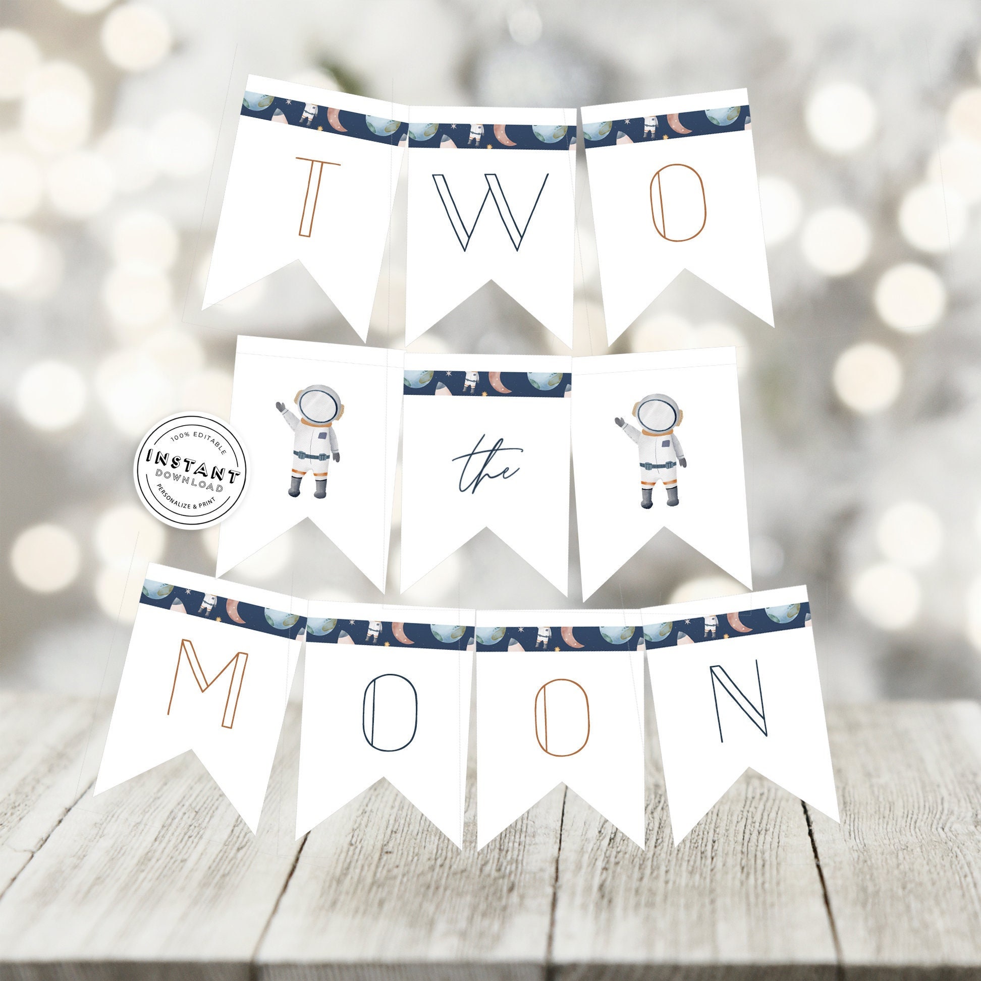 Two the Moon Banner Two the Moon Editable Banner Space | Etsy
