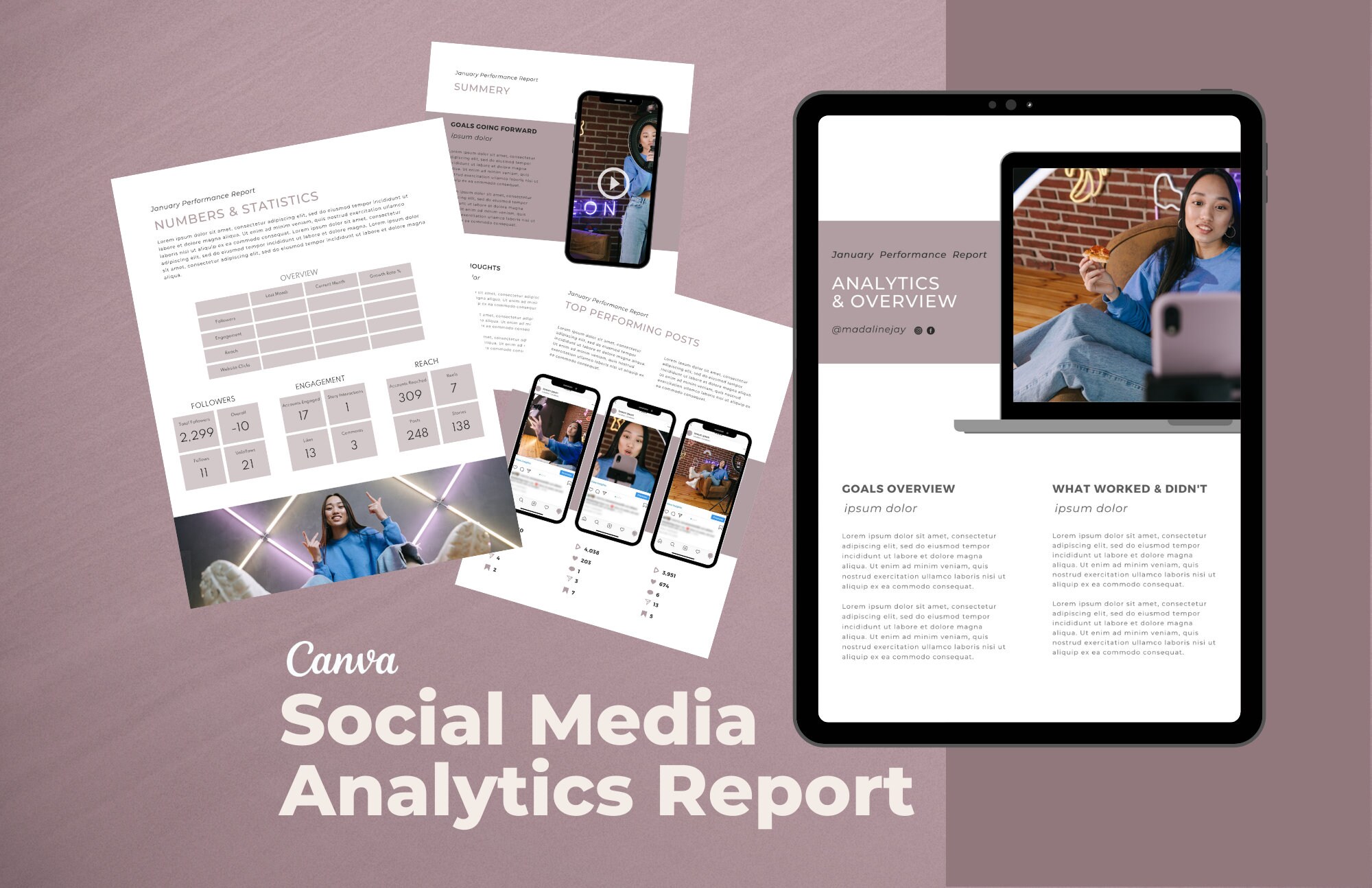 Social Media Analytics Report Template, Analytics Canva Report Template ...