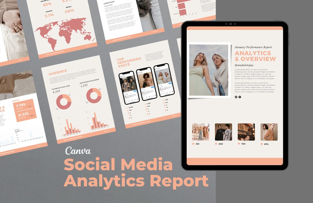Social Media Analytics Report Template, Analytics Canva Report Template ...
