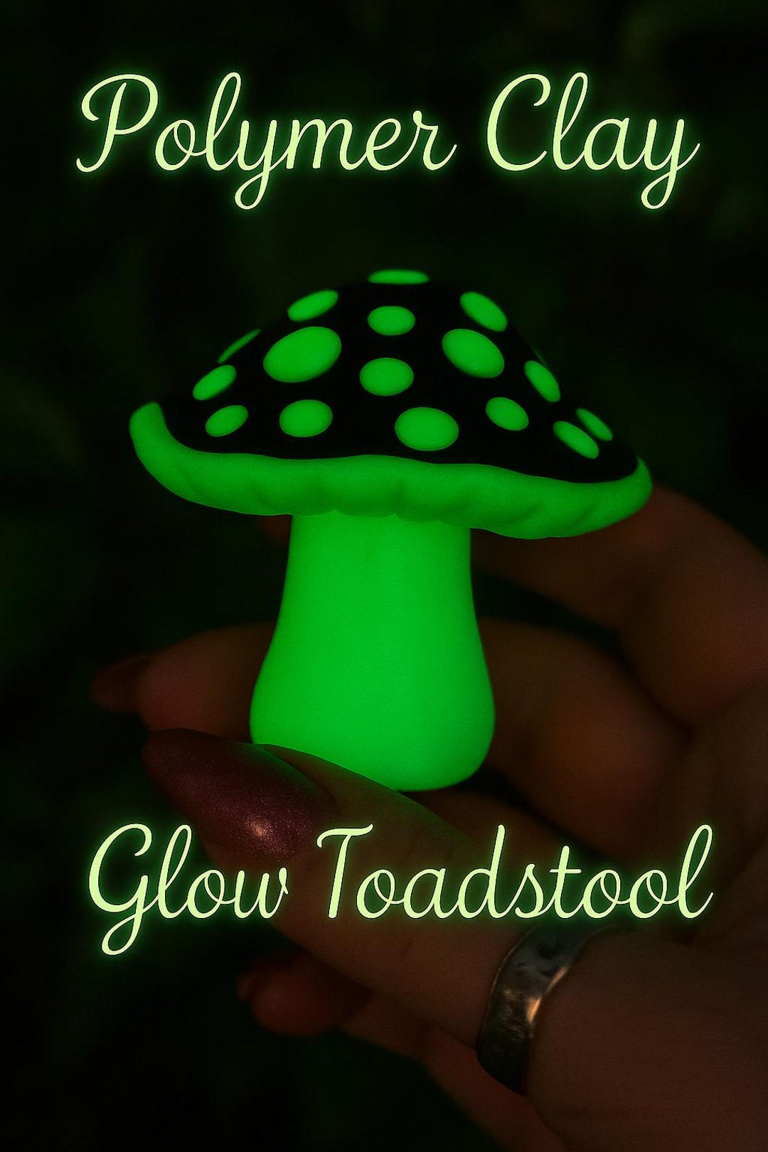 Glowing Toadstool | Polymer Clay Mushroom Sculpture | Whimsical ...