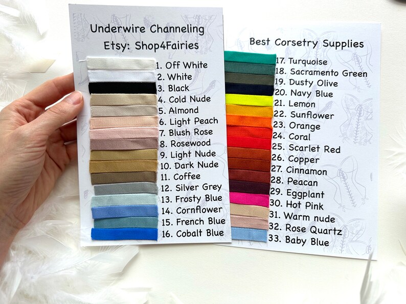 Samples Palette for Bone Casing for Sewing, Bra Underwire Channeling ...