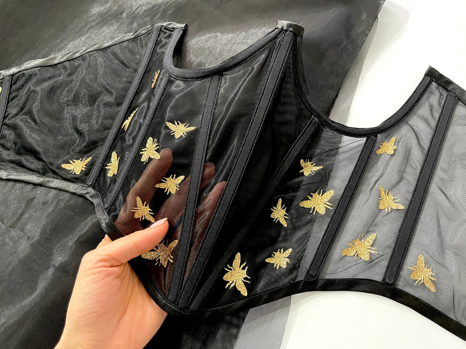 Strong Black Corset Net Mesh No Stretch Corsetry Fabric Soft | Etsy