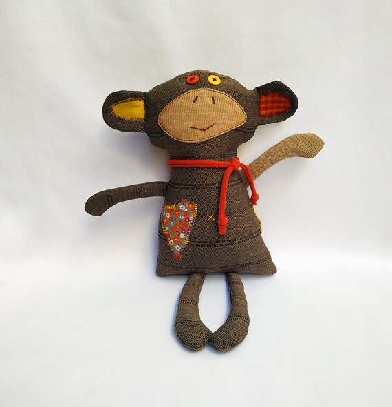 Brown Monkey Stuffed Animal Handmade Doll Home Decor | Etsy