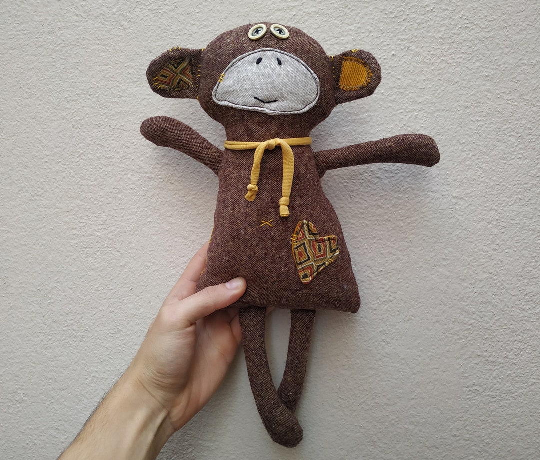 Brown Monkey Stuffed Animal Handmade Doll Home Decor - Etsy