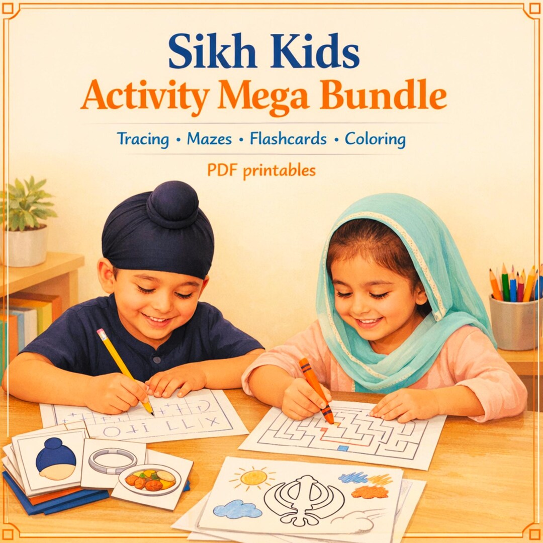 Sikh Kids Activity Mega Bundle | Gurmukhi Tracing Mazes Flashcards ...