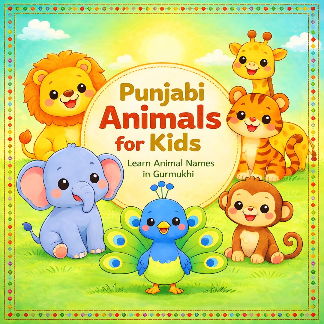 Punjabi Animal Names in Gurmukhi | Kids Printable Learning Book ...