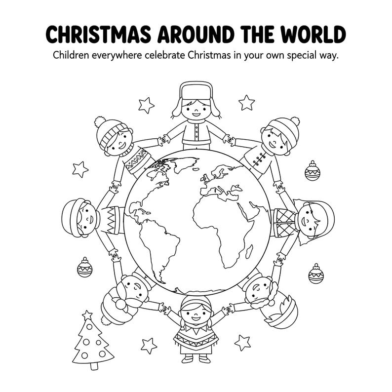Christmas Around the World Coloring Pages for Kids | 25+ Country ...