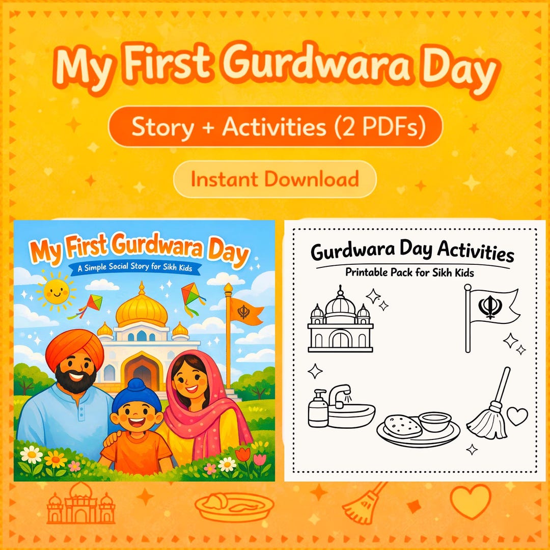 My First Gurdwara Day | Sikh Kids Social Story + Activities | Printable ...