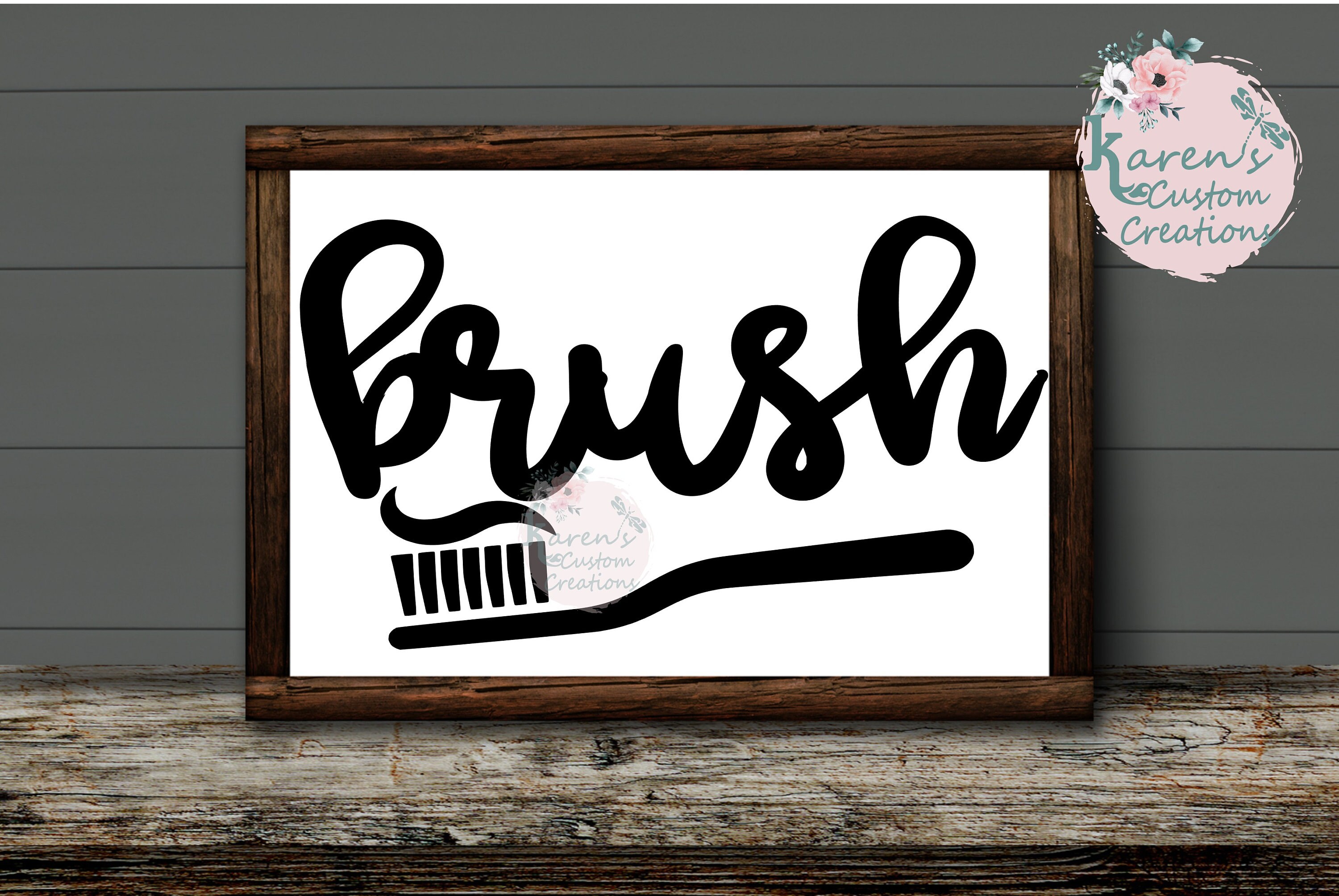 Brush Flush Floss Wash bathroom sign designs SvG bathroom | Etsy