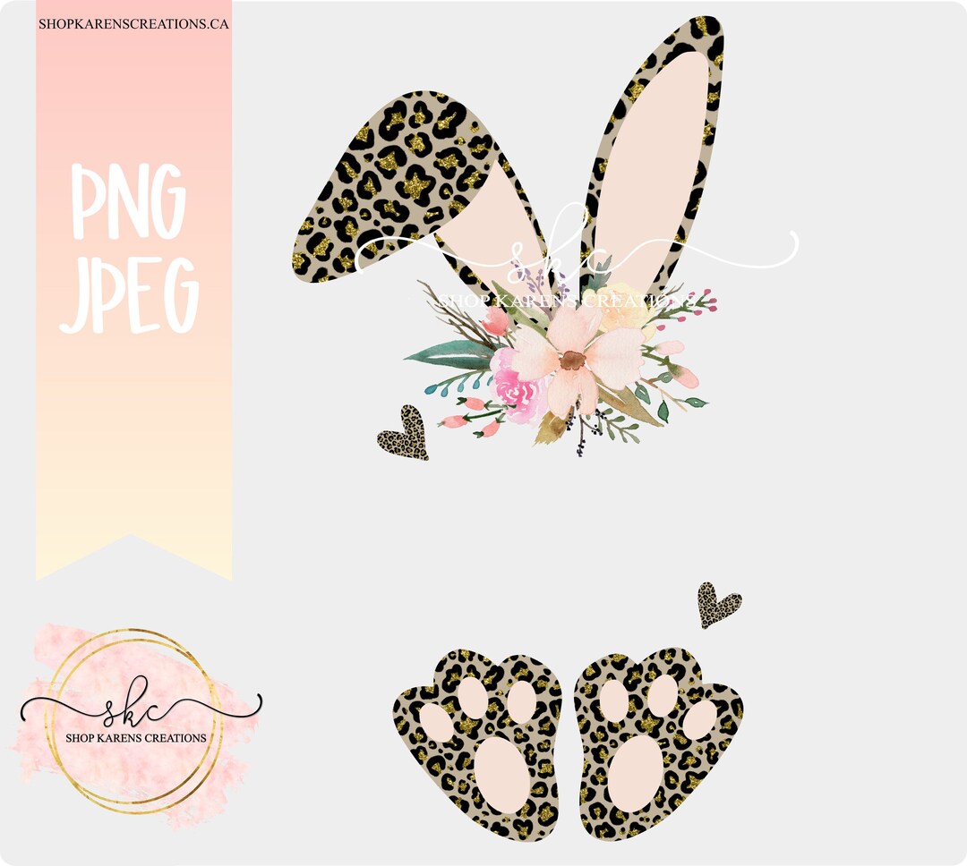 Leopard Print Bunny Pink Inside Ears, Easter Files, Cheetah Print ...