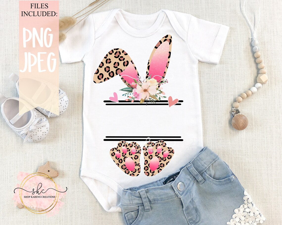 Leopard Print Bunny Pink Glitter Inside Ears, Easter Files, Cheetah ...