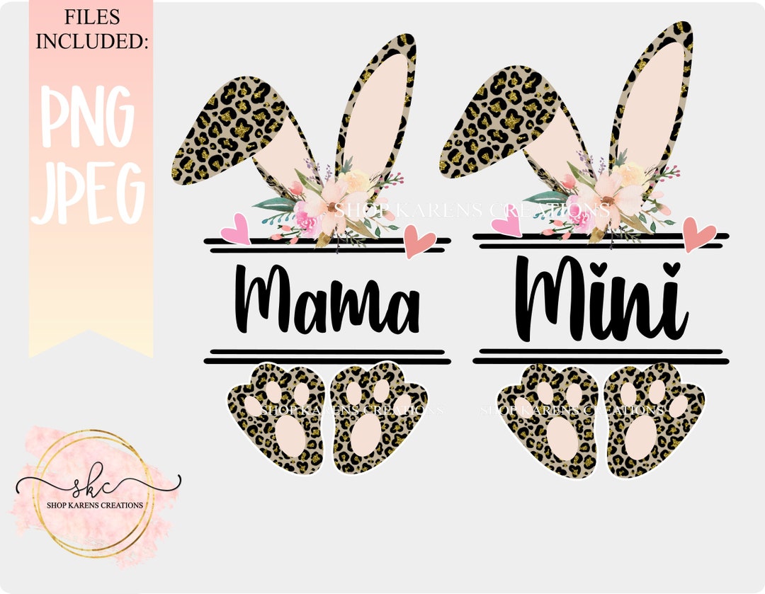 Mama and Mini Cheetah Print Bunny, Bunny PNG. Easter Leopard Print ...