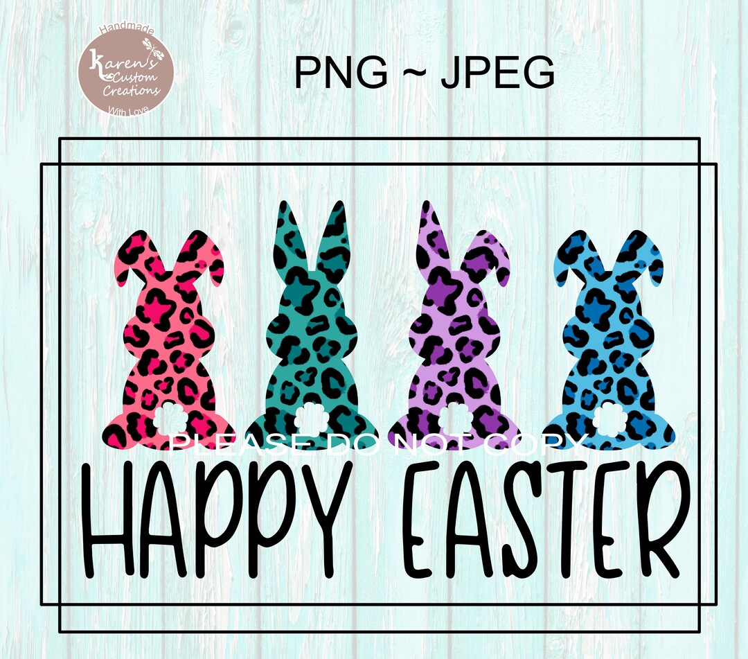 Leopard Print Bunny, Happy Easter Files, Sublimations Designs, Easter ...
