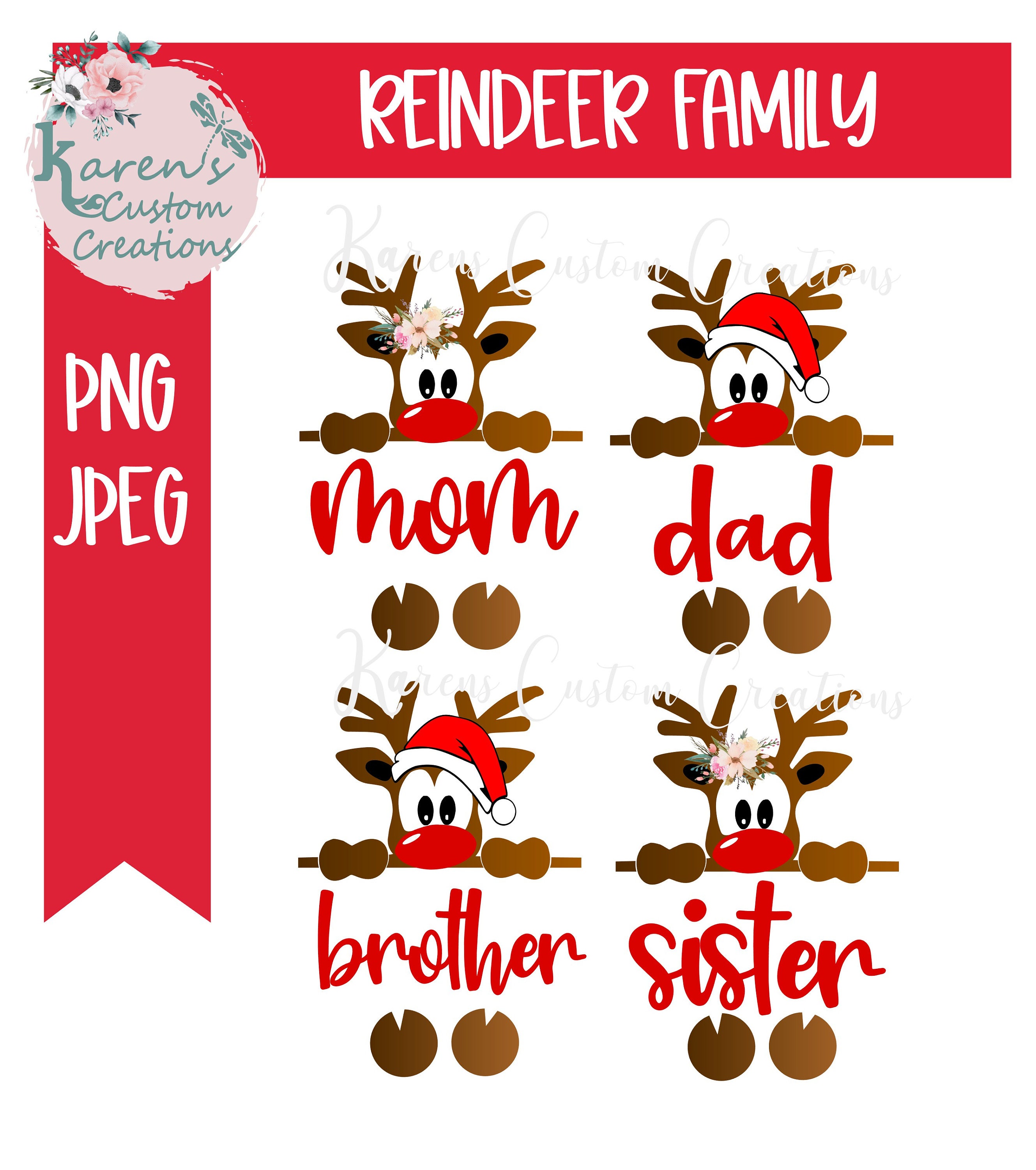 Reindeer family PNG Family Christmas PJ designs Reindeer mom | Etsy