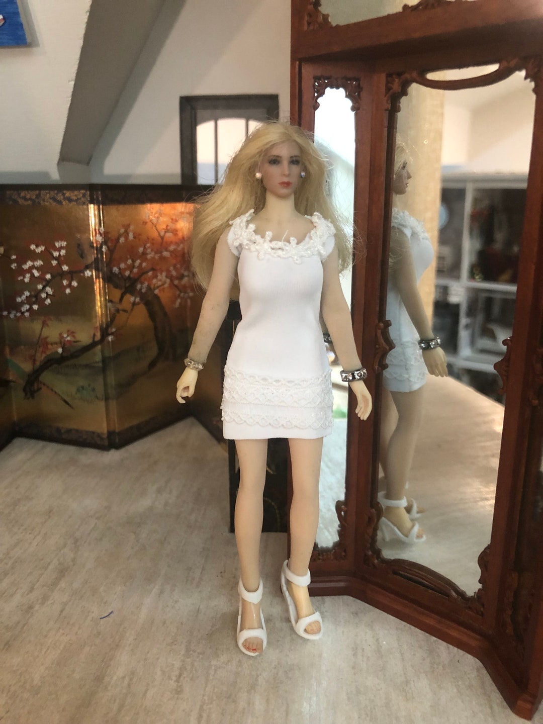 1:12 Tbleague Phicen or Minimischa Female Lycra White Stretch Short ...