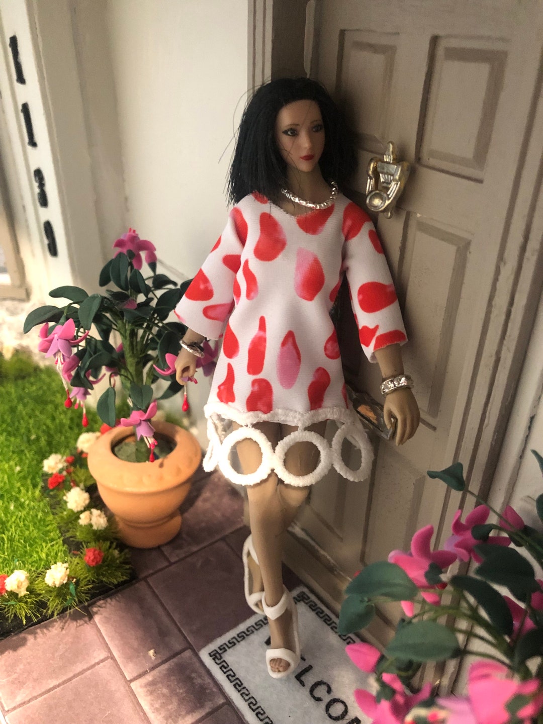 1:12 Tbleague Phicen Female Lycra Stretch Longsleeved Dress With Hem ...