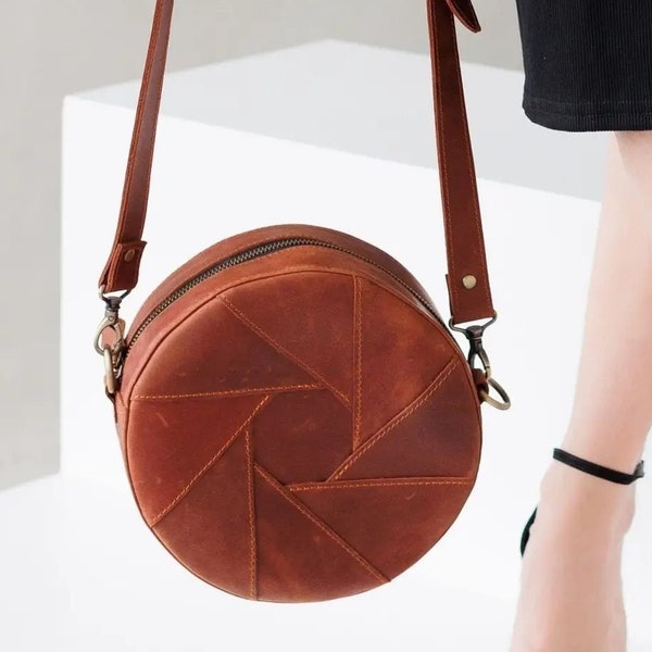 Leather Circle Bag - Etsy