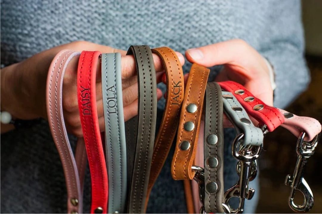 Leather Dog Leash Personalized, Leather Dog Leash Thin, Custom Dog ...