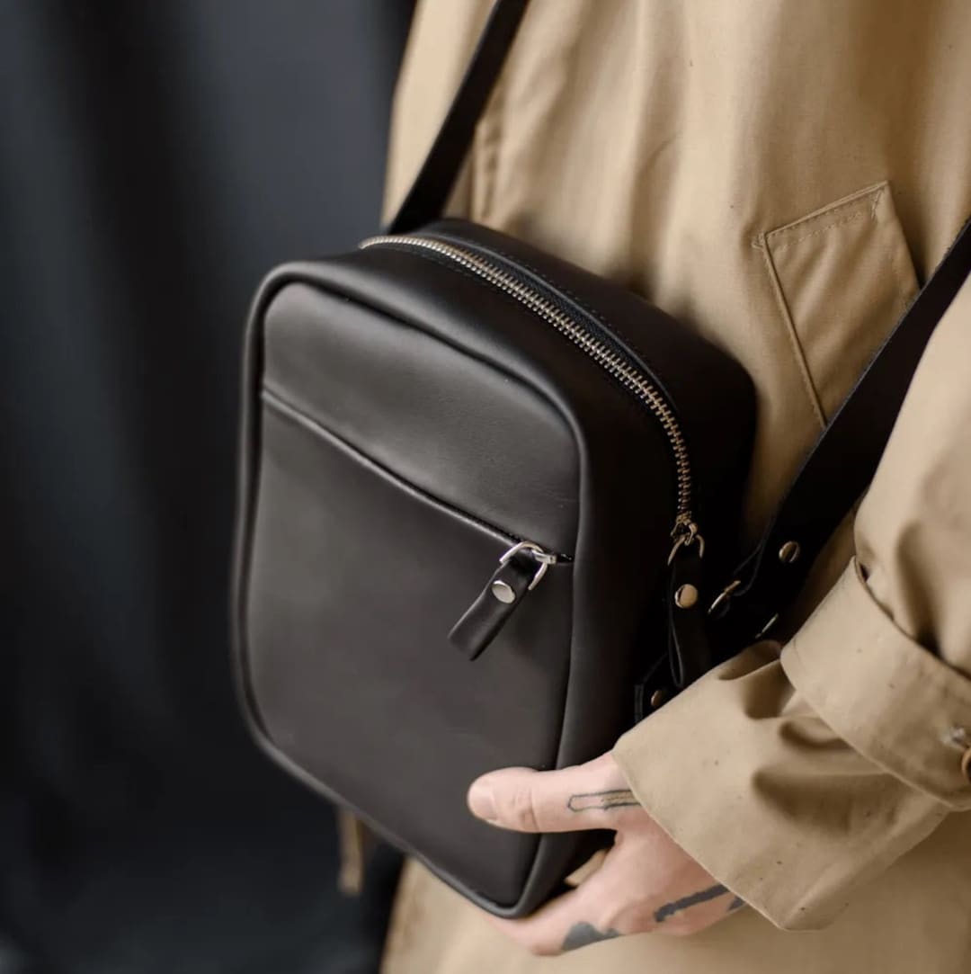Leather Men Crossbody Bag, Personalized Crossbody Bag for Him, Leather ...