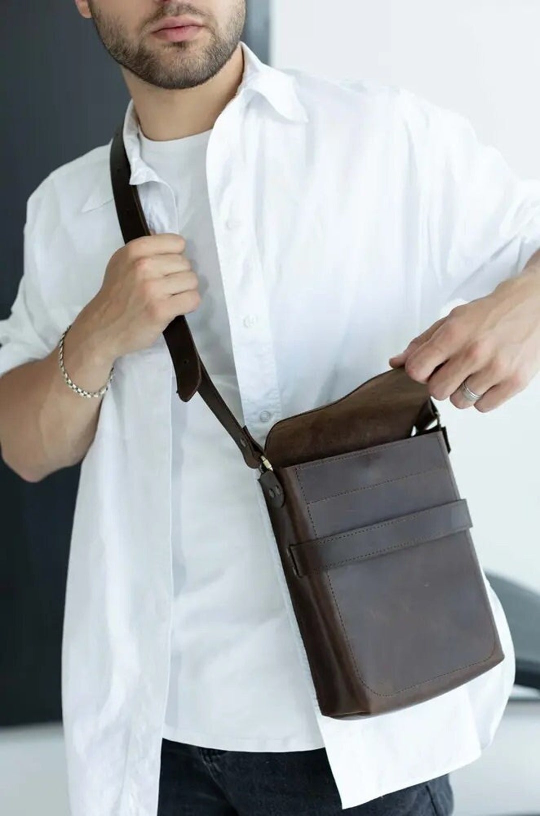 Leather Crossbody Bag Men, Small Mens Bag, Custom Crossbody Bag for Men ...