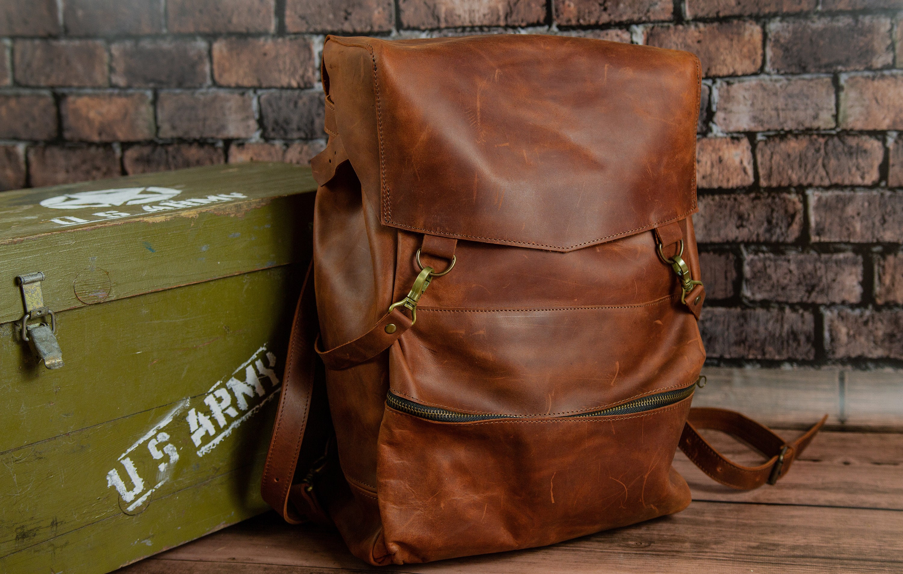 Leather Backpackmens Backpackbackpack Purseroll Top | Etsy