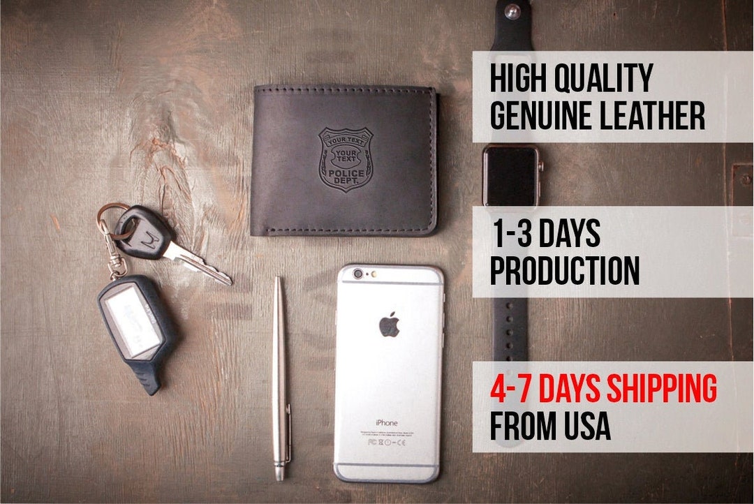 Custom Leather Wallet,police Officer Gifts for Men,police Gifts for ...