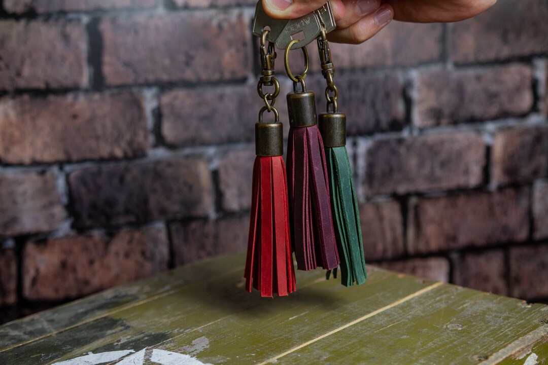 Leather Fringe Key Chain, Leather Tassel Keychain, Customized Leather ...
