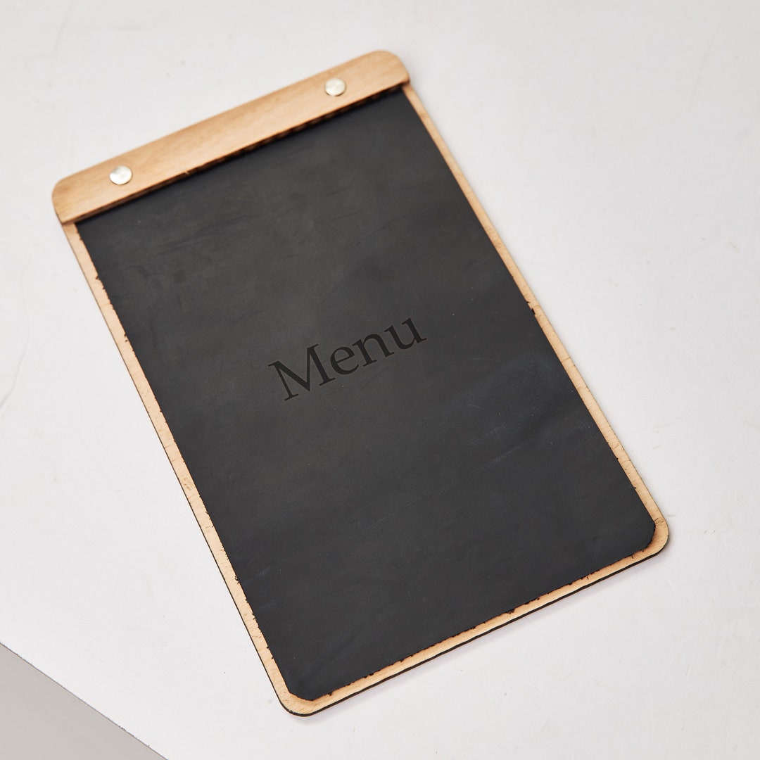 Personalization Menu Cover, Wooden Menu Board With Leather Cover ...