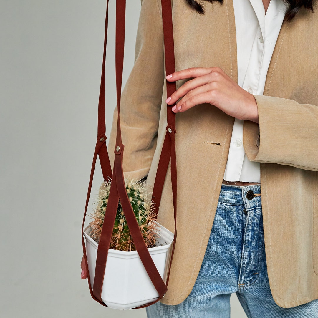 Leather Plant Hanger, Plant Hanger Indoor, Handmade Plant Hanger ...