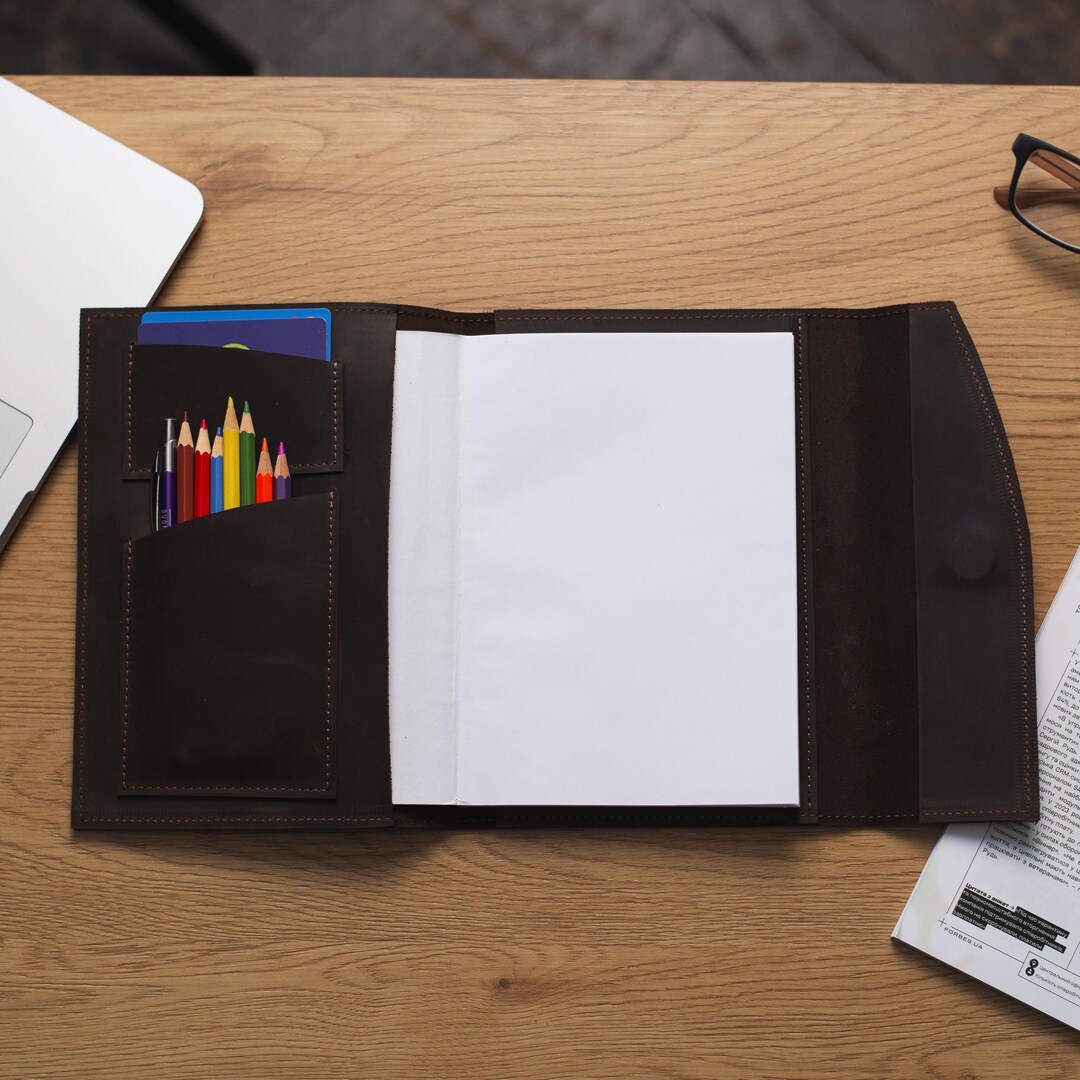 Leather Journal Cover A5 With Pockets,leather Journal Cover ...