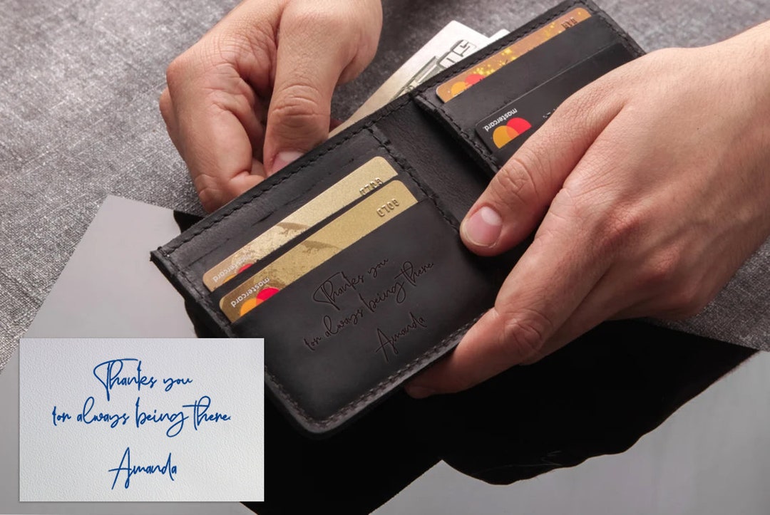 Handwriting Wallet for Men, Handwriting Gift for Men, Leather Mens ...