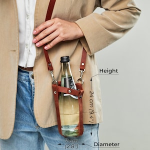 Custom Leather Bottle Holder, Leather Water Bottle Holder With Strap ...