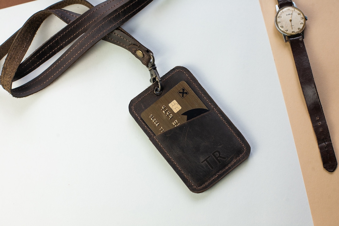ID Holder Leather,id Holder With Pocket,leather ID Card Holder,leather ...