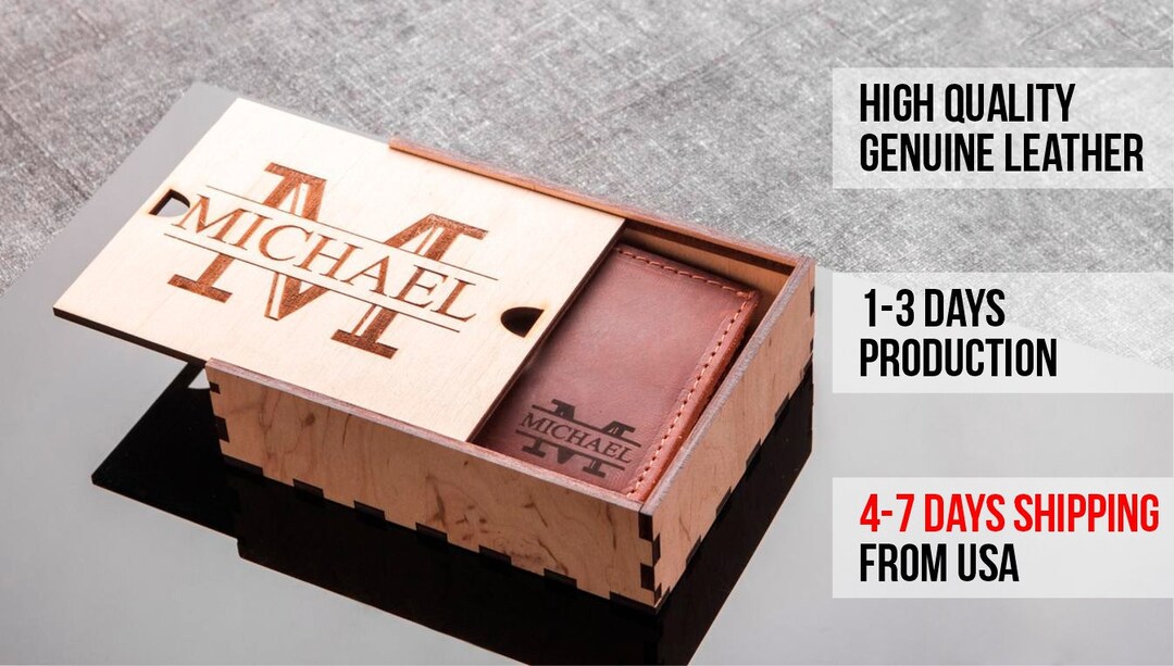 Custom Wallet With Box, Wallets for Men Leather, Personalized Leather ...