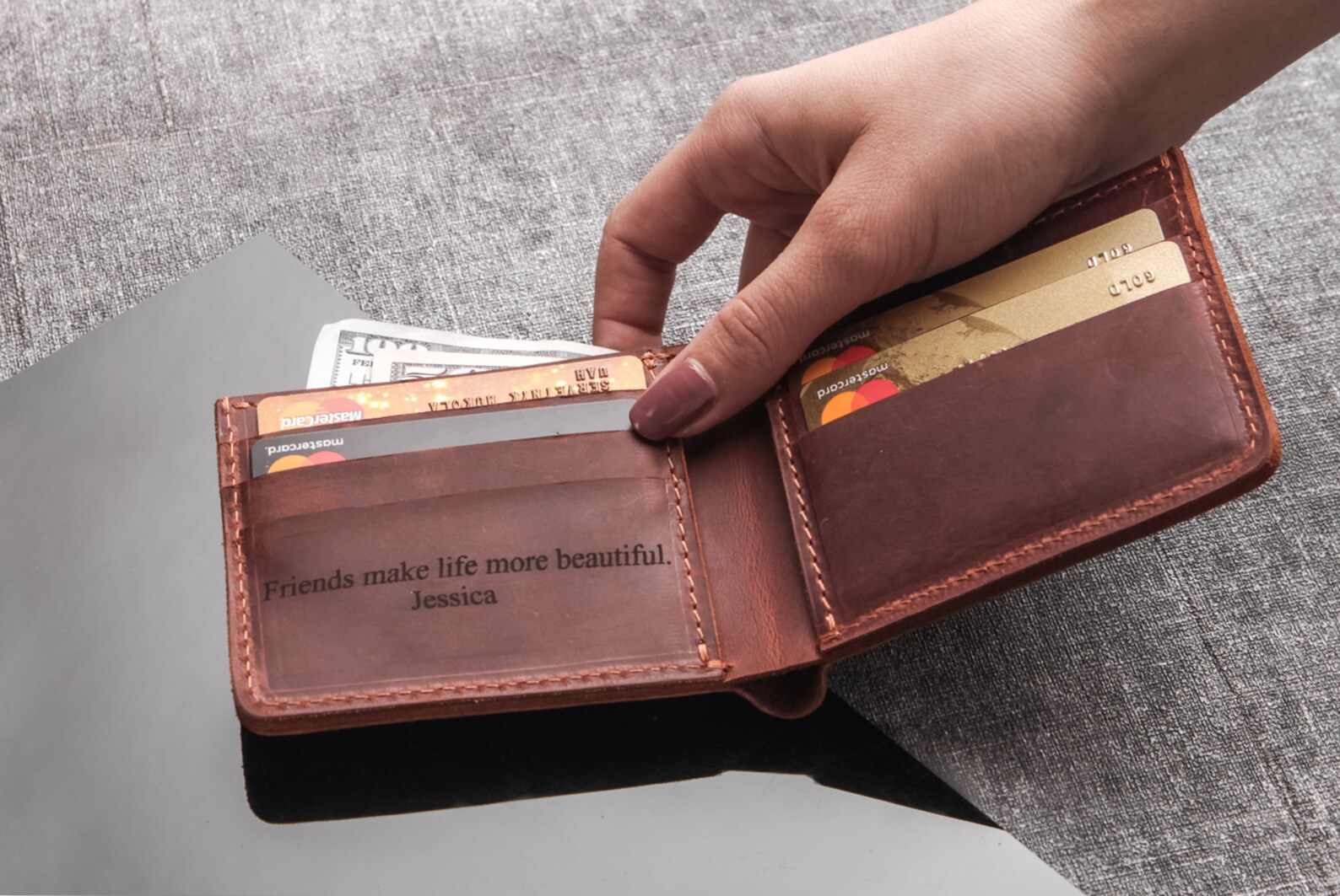 Custom Leather Walletbifold Leather Walletcustom Wallet for - Etsy