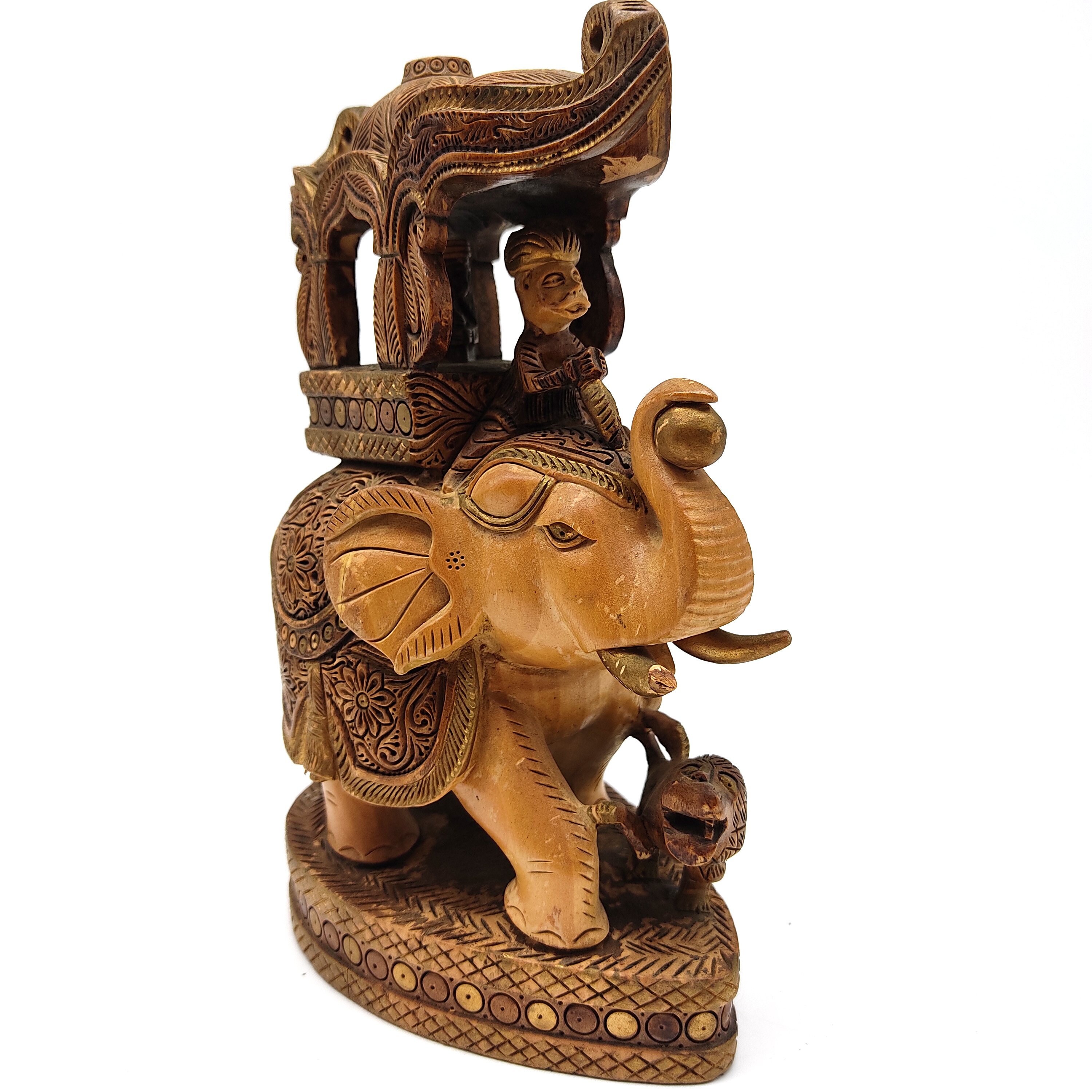 Vintage Elephant Ambari Wooden Statue Handmade India - Etsy