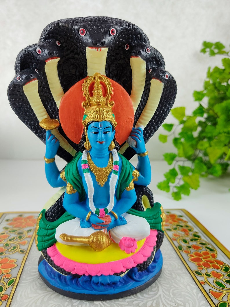 Lord Vishnu Statue Ananta Shesha Ganges Clay Handmade Visnu | Etsy