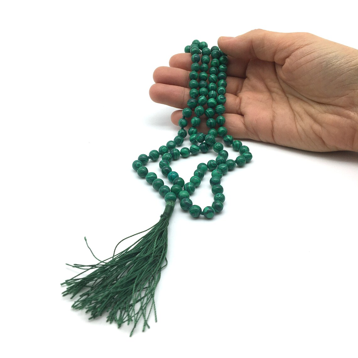 Malachite Prayer Beads Chanting Mala Beautiful 108 Knotted - Etsy