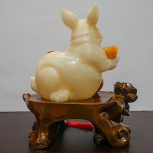 Vintage Chinese Feng Shui Zodiac Rabbit Fortune Blessing Resin Statue ...